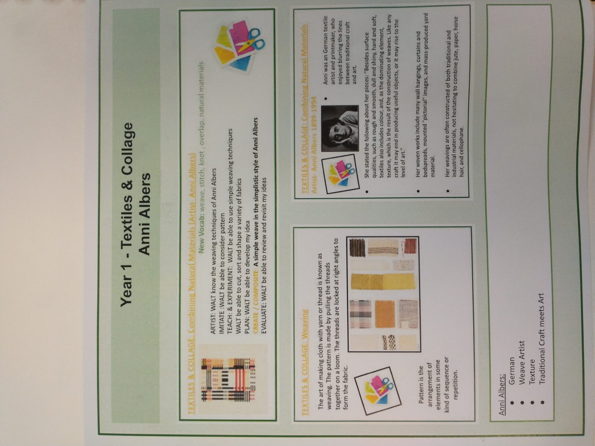 Year 1 Art - Anni Albers - Threemilestone Primary School